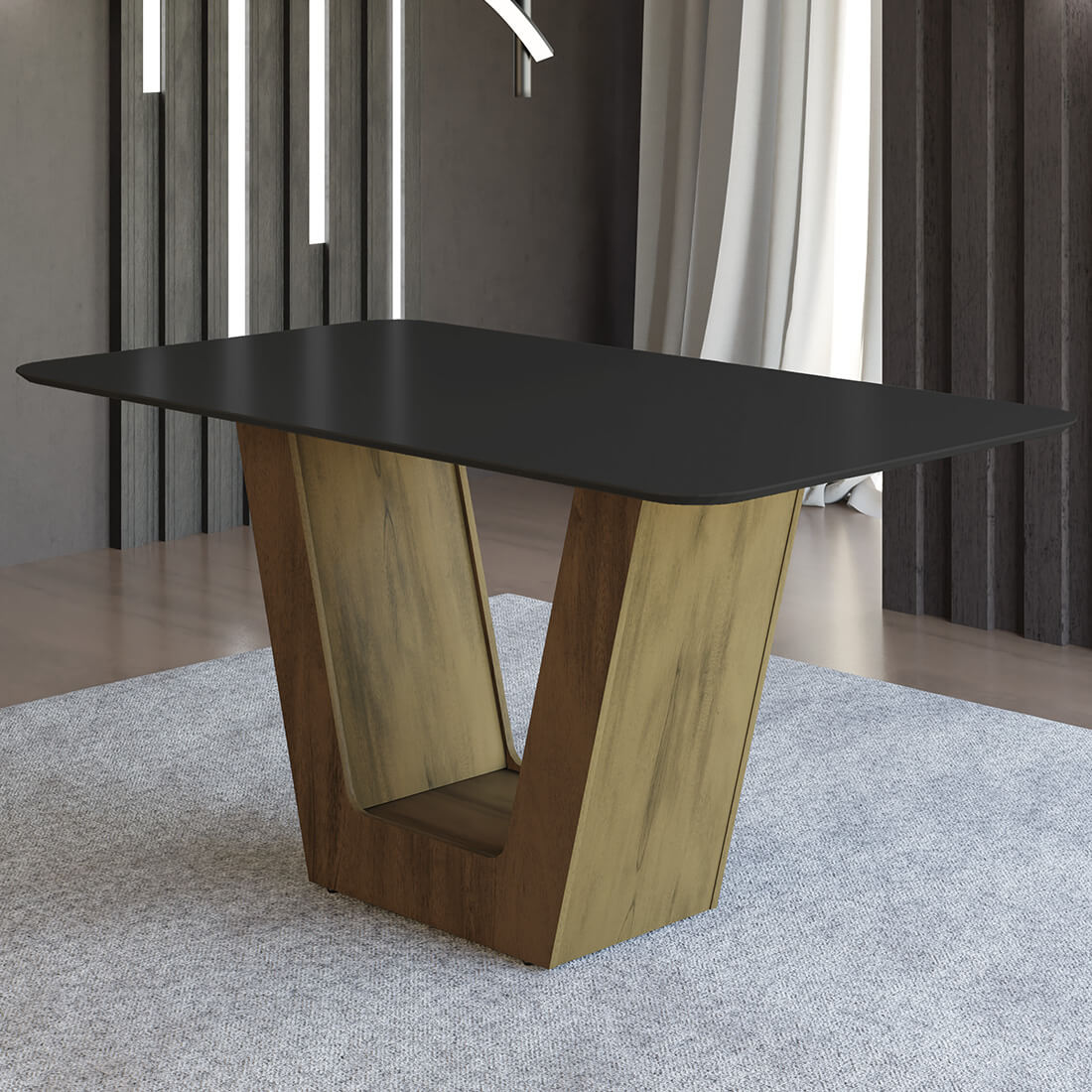 Mesa de Jantar Retangular 4 Lugares com Verniz Vitreo Alto Brilho ...