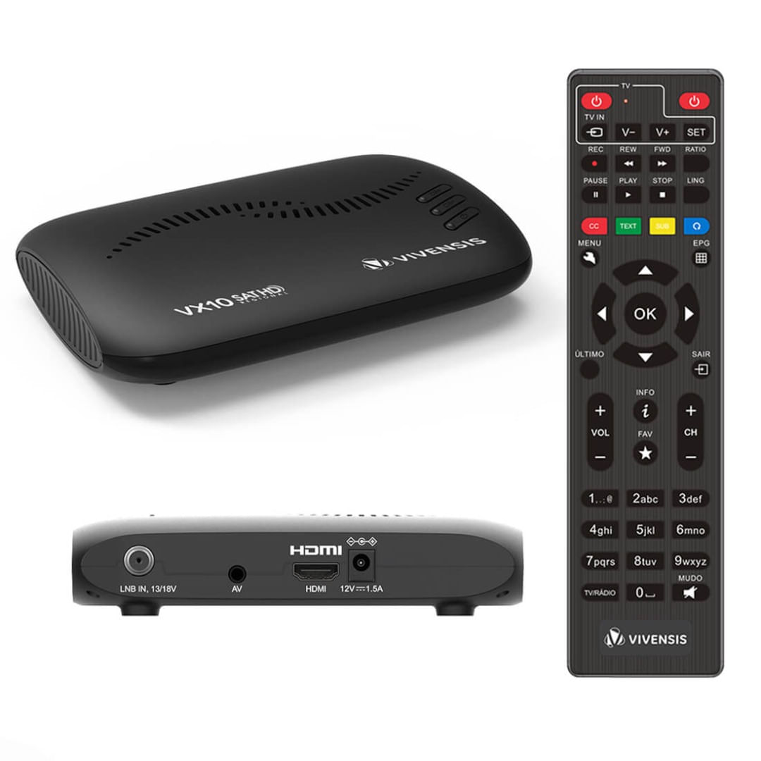 Kit Mini Parabólica 60 cm + Receptor Vx10 com Kit Instalação Banda KU ...