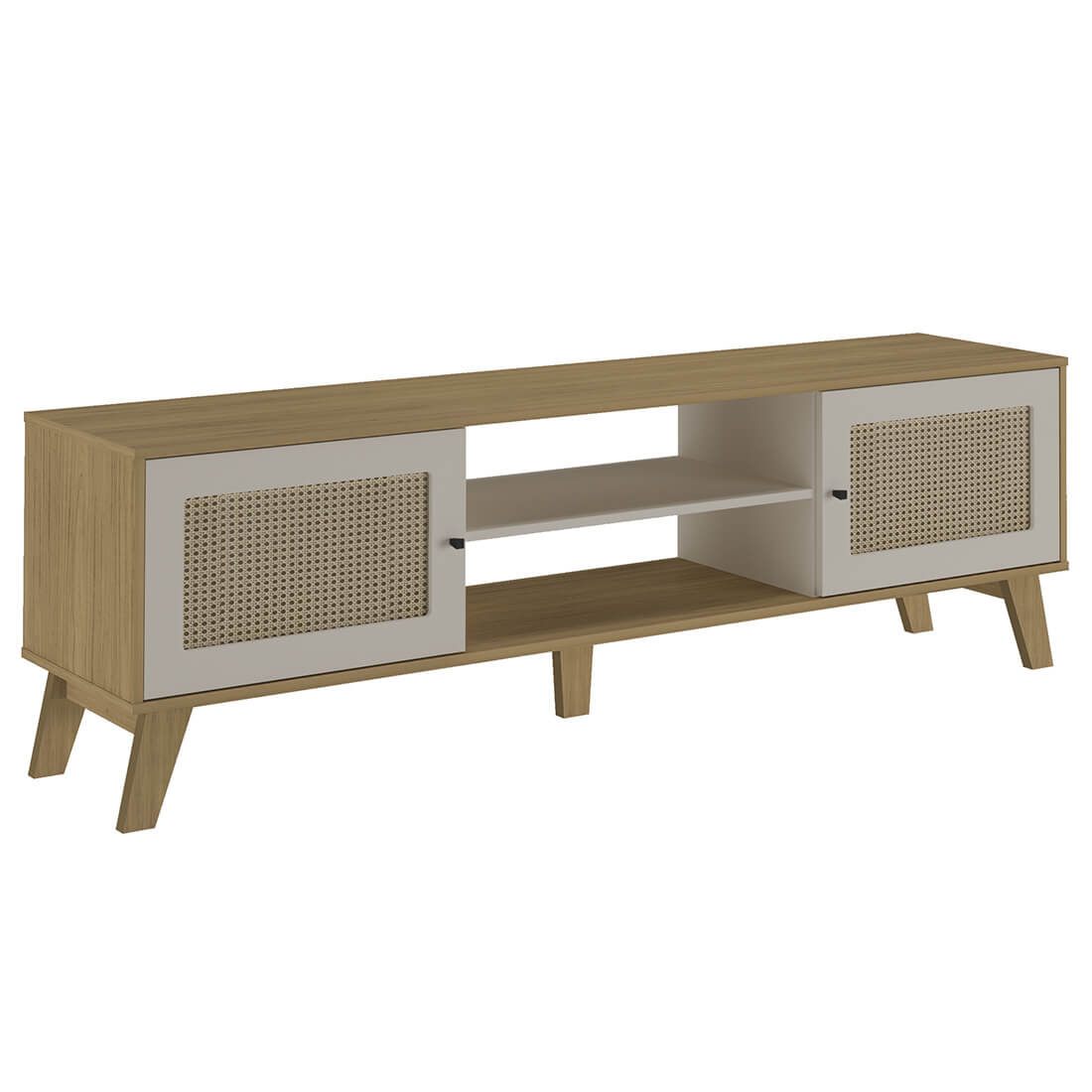 Rack para TV até 75" 2 Portas Acabamento Palha e Madeirado Artely ...